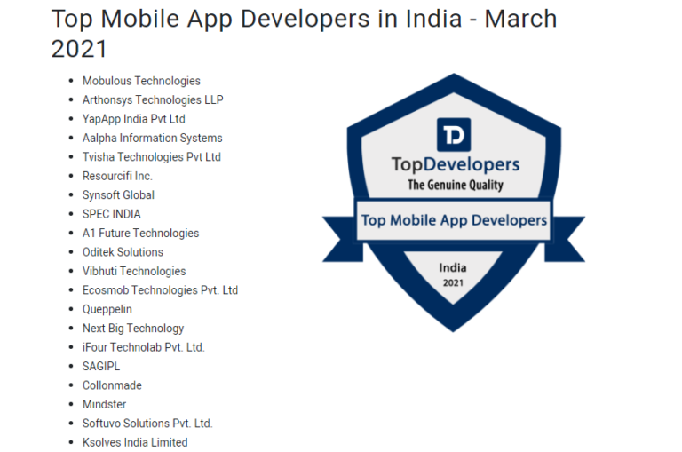 Top Mobile App Development Companies in India | Topdevelopers.co